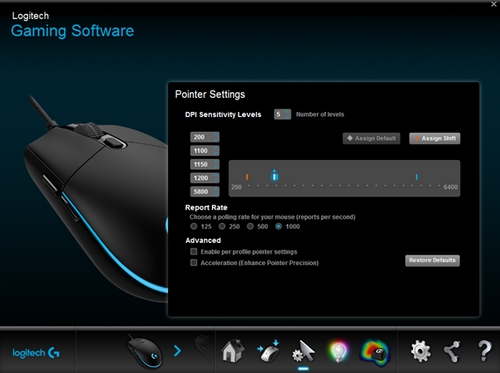 Изменение настроек указателя игровой мыши G102 с помощью ПО Logitech ...